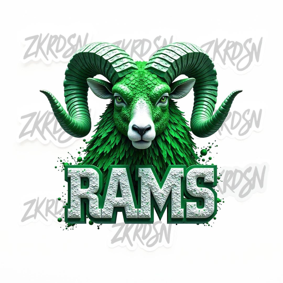 Green Rams Mascot PNG | Sports Team Sublimation Design | Fierce Ram ...