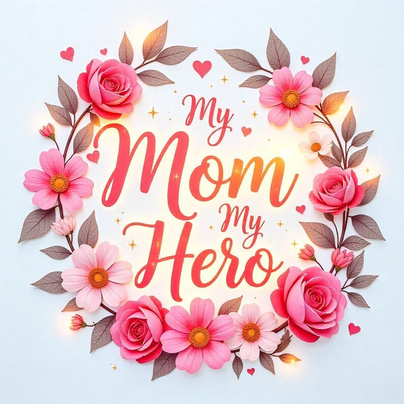 My Mom, My Hero PNG– Floral Mother’s Day Digital Print - PNG - Etsy