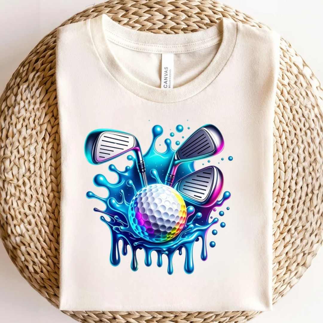 Colorful Golf PNG Bundle | Dripping Paint Golf Ball & Clubs Sublimation ...