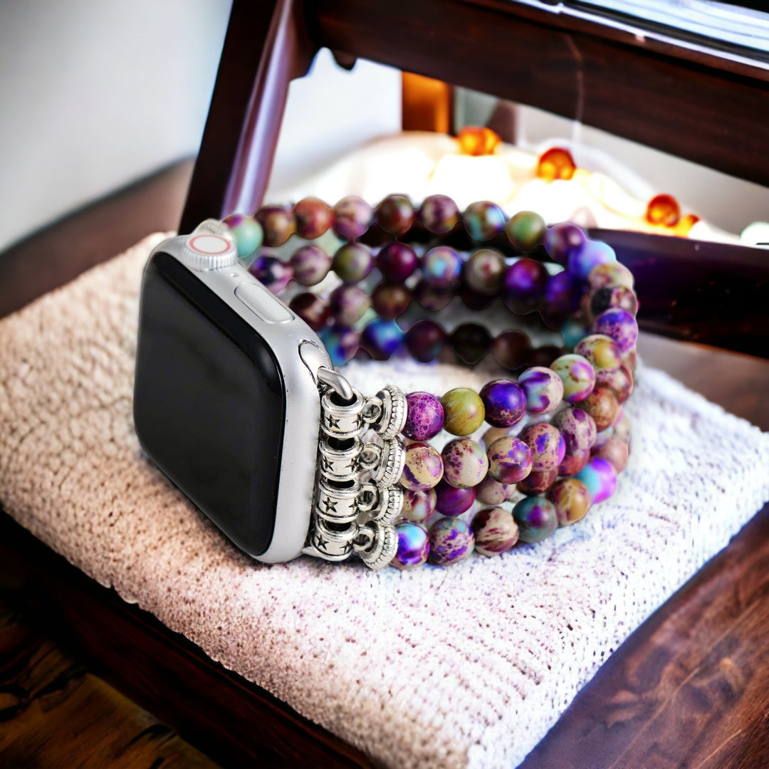 Purple Jasper Natural Stone Apple Watch Strap 4 Strings Band 38mm 40mm ...