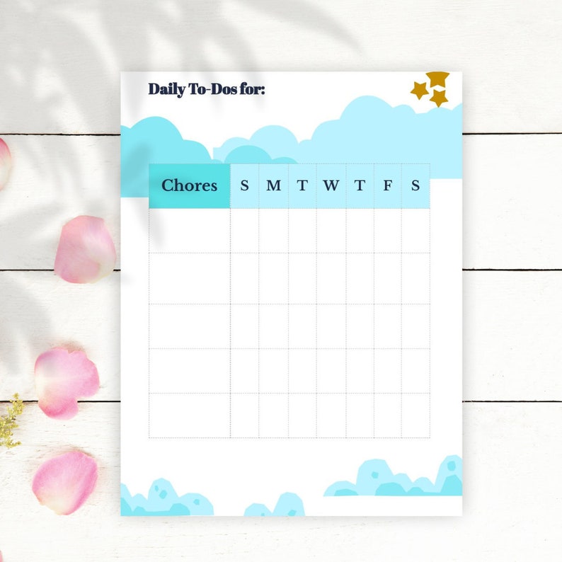 Teen Chore Chart Printable Chart Productivity Planner - Etsy