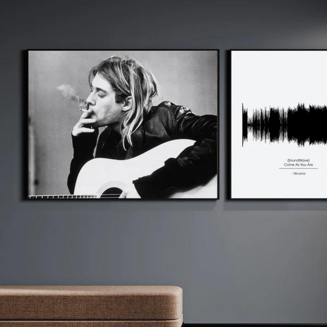 Kurt Cobain Vintage Photo Print Nirvana Inspired Soundwave Cover Come ...