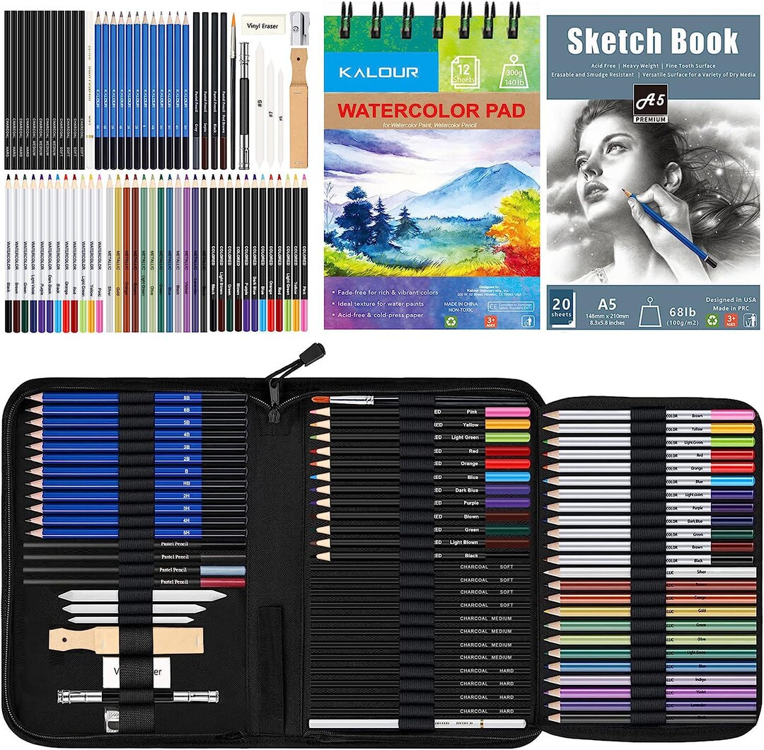 76 Drawing Sketching Kit Set Pro Art Supplies With Sketchbook and ...