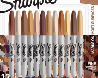 12 Sharpie Portrait Colors Markers Permanent, Fine Point Sharpie Flesh ...