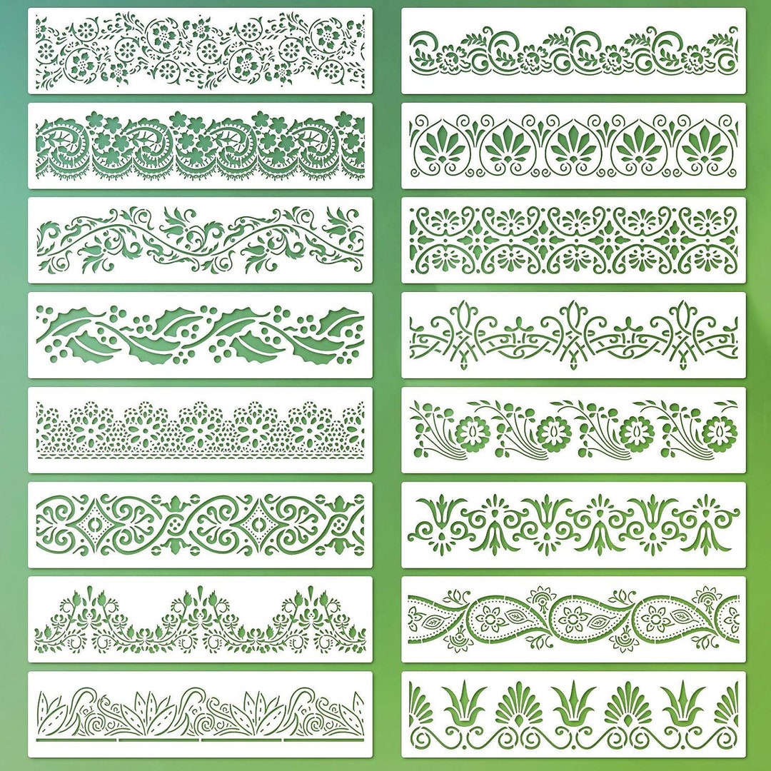 16 Pcs Flower Border Stencil Flower Stencil Template Reusable Diy Art ...