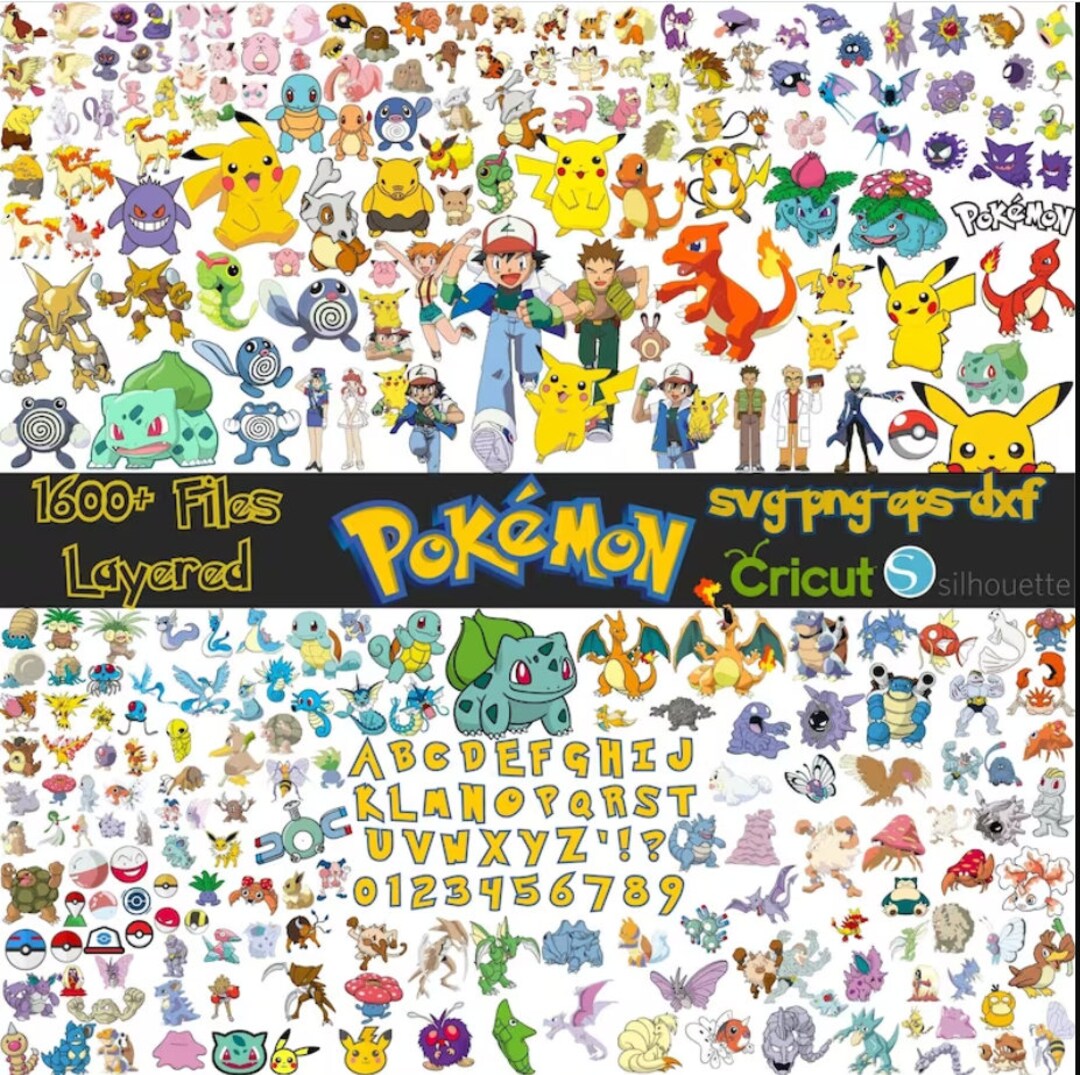 240 Pokemon LAYERED SVG Bundle / Pikachu Charizard Togepi - Etsy