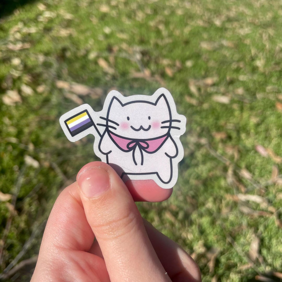 Non Binary Flag Cat Sticker - Etsy
