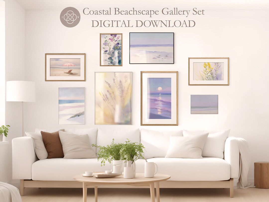 Coastal Beachscape Art Set, Sea Dunes, Japandi Modern Home Decor ...