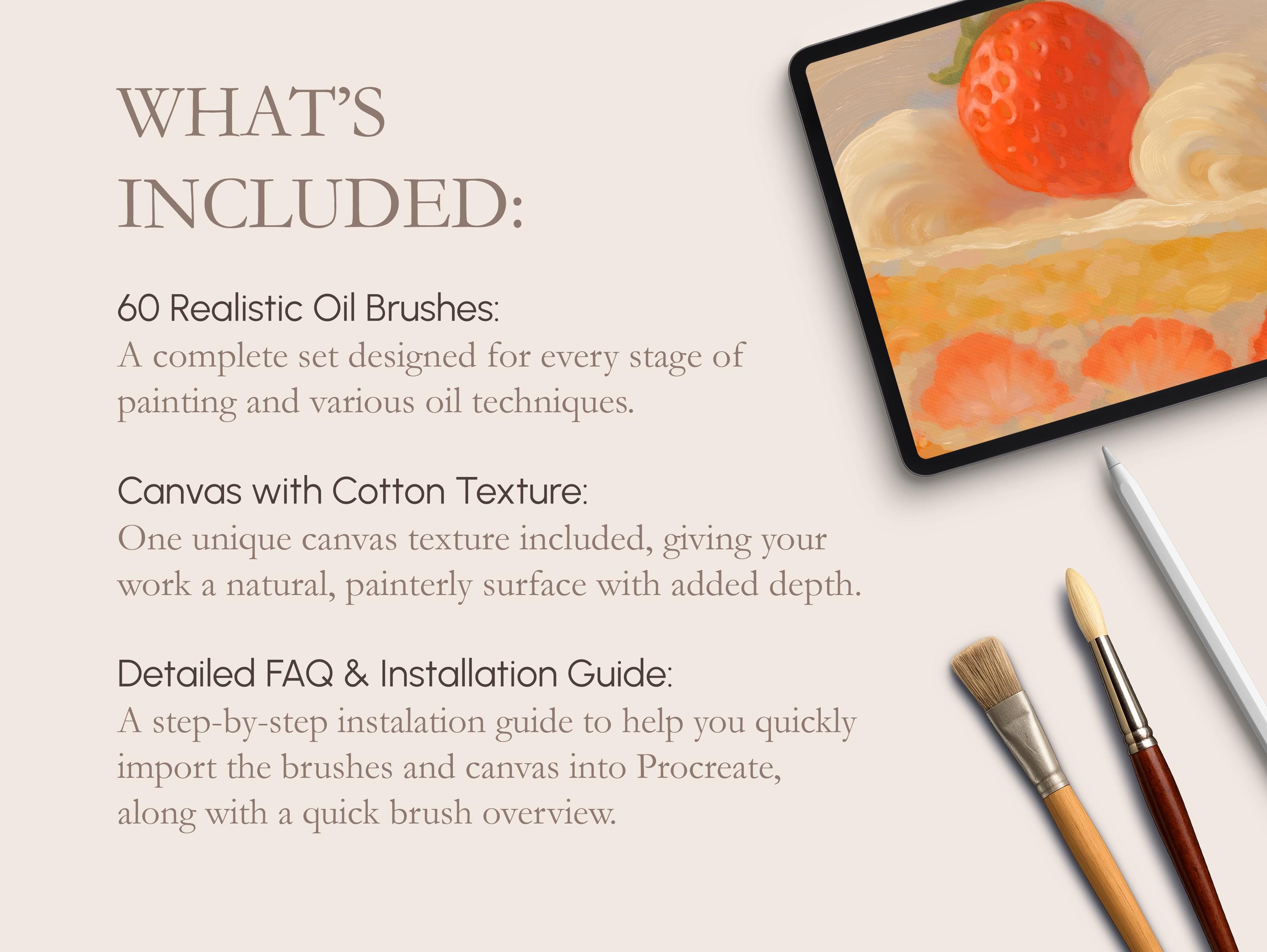 Realistic Oil Brushes for Procreate: 60 Brush Set With Impasto and ...