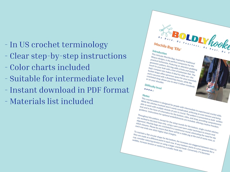 Wayuu Mochila Bag Crochet Pattern PDF | Intermediate Tapestry Crochet ...