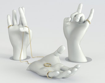 French Porcelain Hand Ring Display / Hand Ring Stand/ Hand Shaped ...