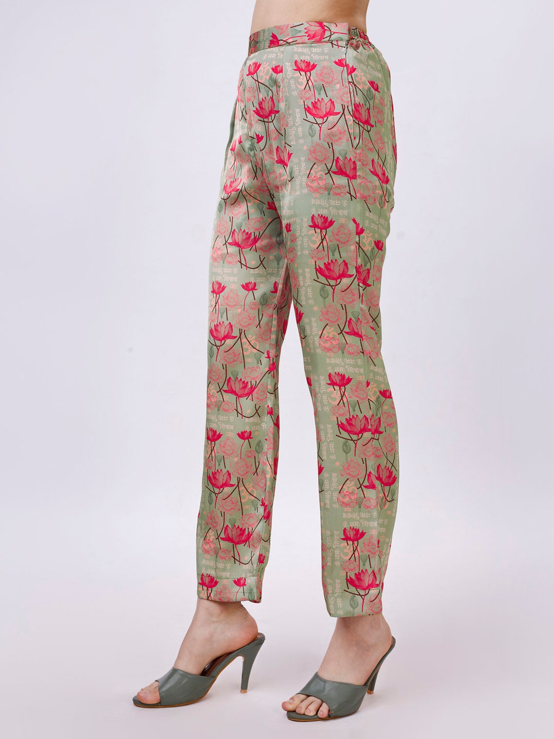 Sea Green Kurta Pant Lord Shiva Print on Satin , Spring Summer Dress ...