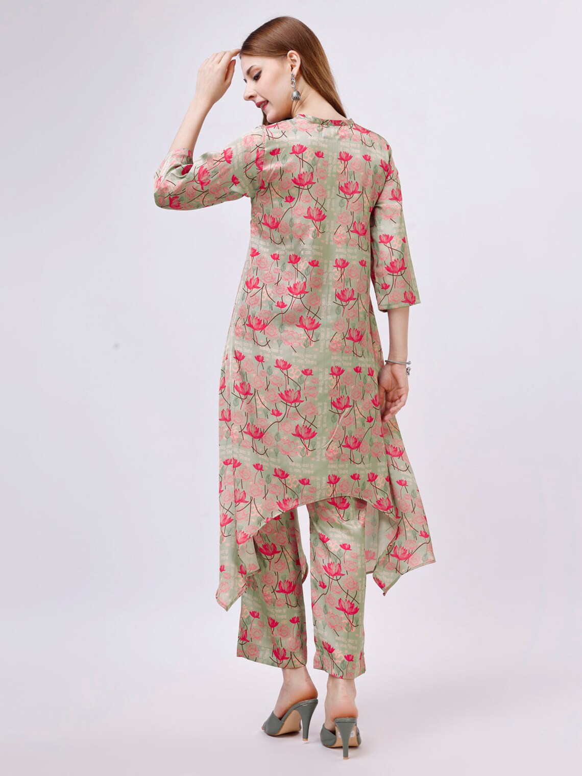 Sea Green Kurta Pant Lord Shiva Print on Satin , Spring Summer Dress ...