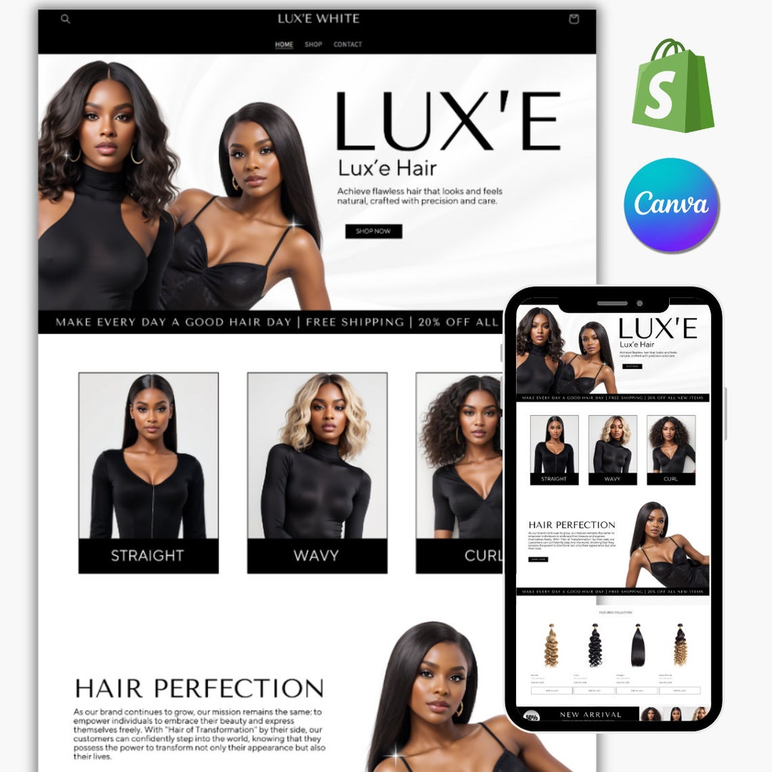 Shopify Theme Hair Wigs Website, Shopify Theme Hair Banners, Hair ...