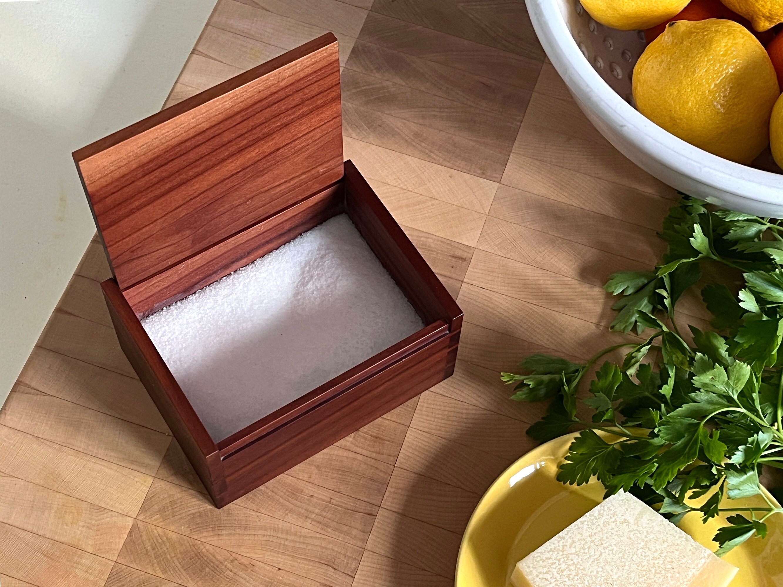 Black Walnut - Handmade Wooden Box With Dovetails, Salt Box/salt Cellar ...