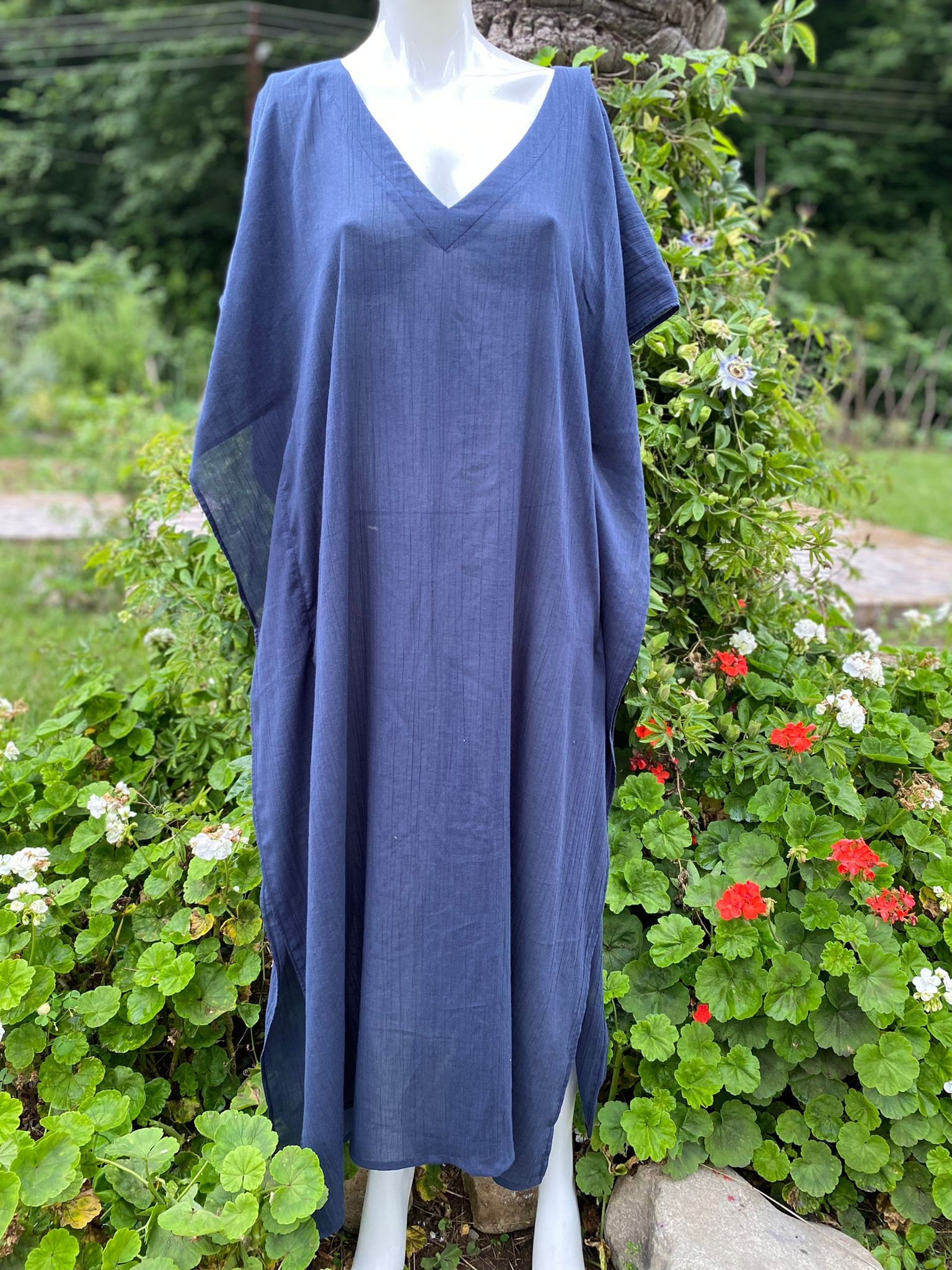 Navy Blue Beach Dress Muslin Maxi Beach Cover Up Tunic - Etsy