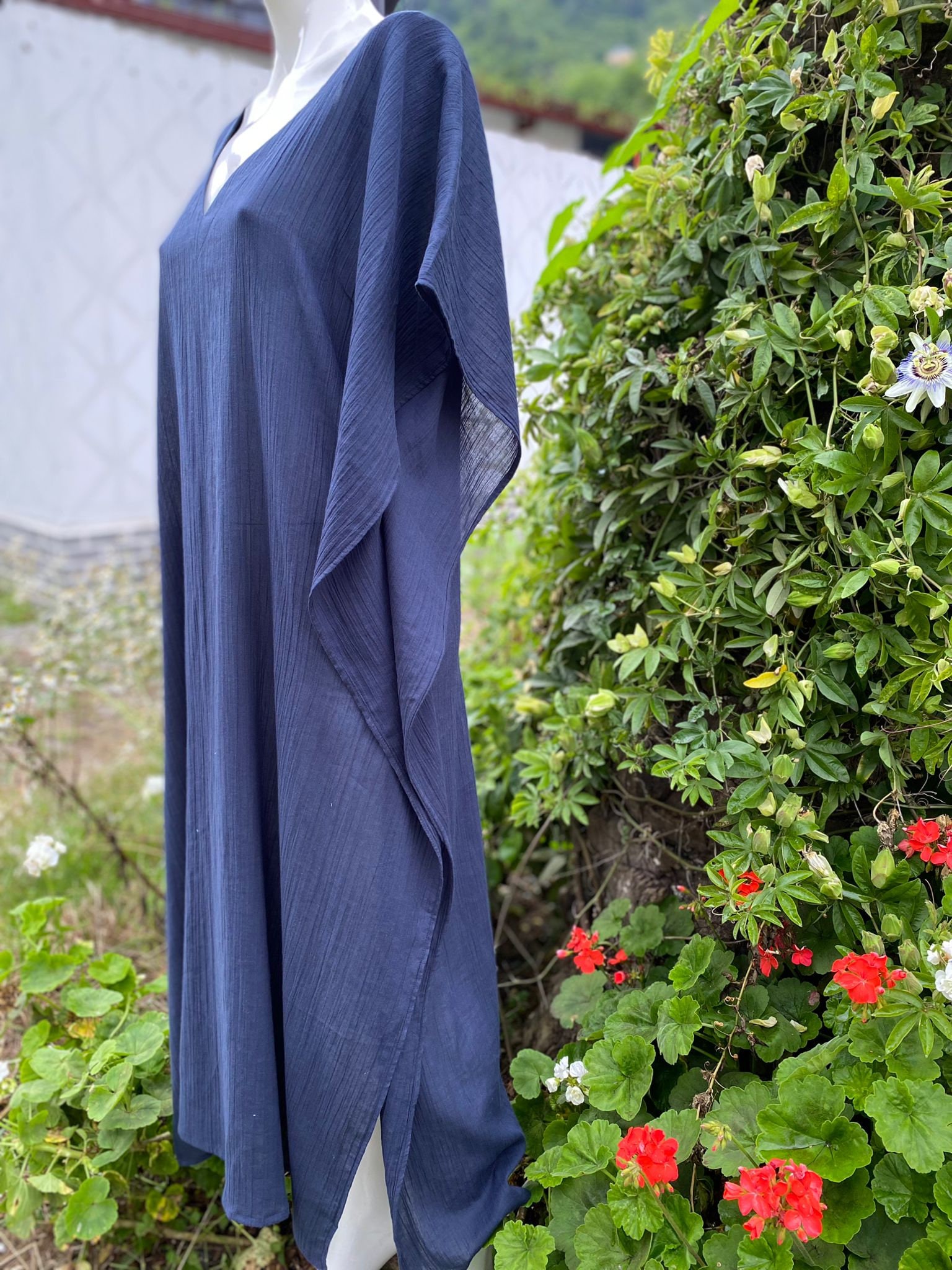 Navy Blue Beach Dress Muslin Maxi Beach Cover Up Tunic - Etsy