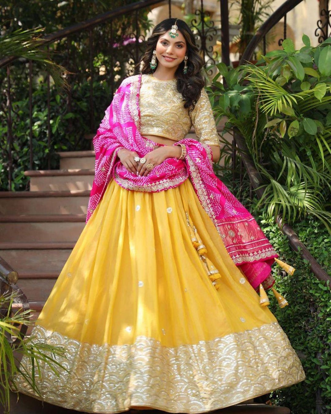 Yellow Color Lehenga Choli Embroidery Blouse and Dupatta Work Beautiful ...