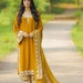 Yellow Color Party Wear Sharara Set With Palazzo Pent Embroidery Work ...