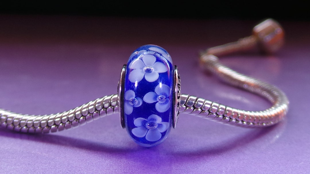 Pandora Blue Daisy Murano Glass Charm 691458 - Etsy