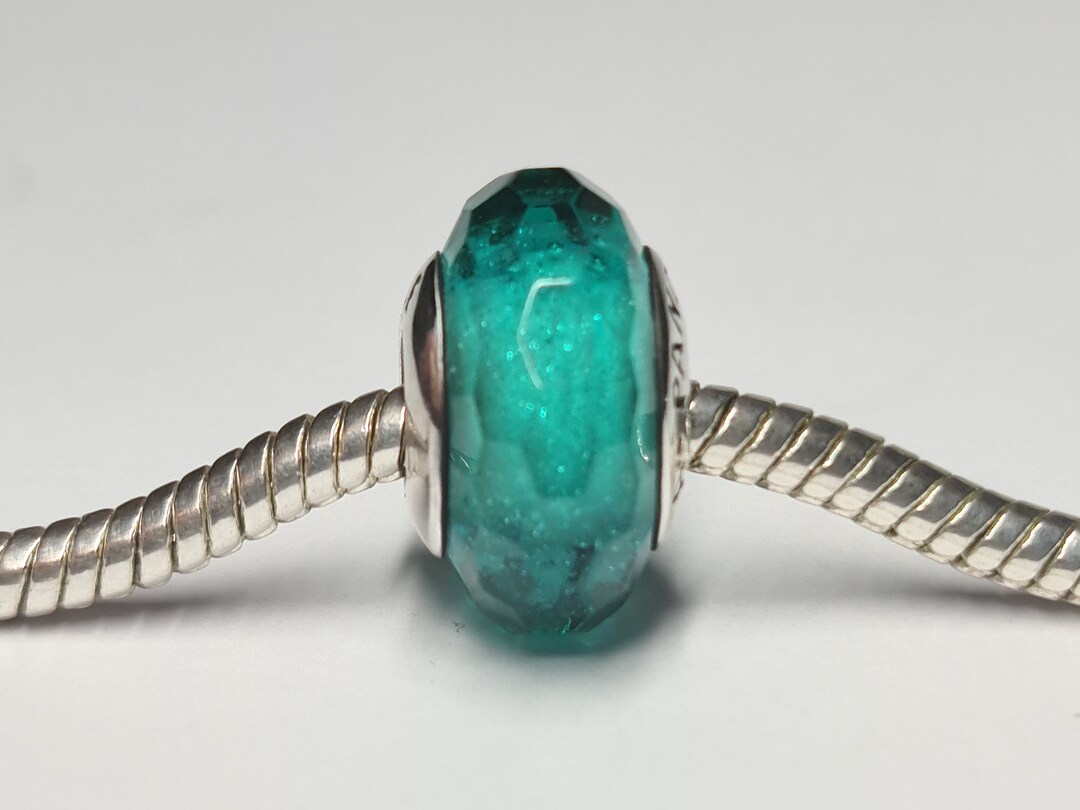 Pandora Teal Facetted Murano Glass Charm 791655 - Etsy