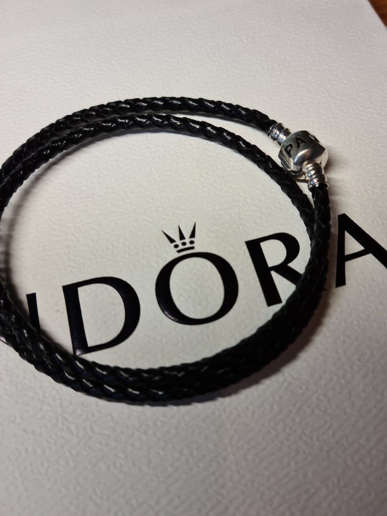 Pandora Black Woven Leather Bracelet for Pandora Charms With Sterling ...