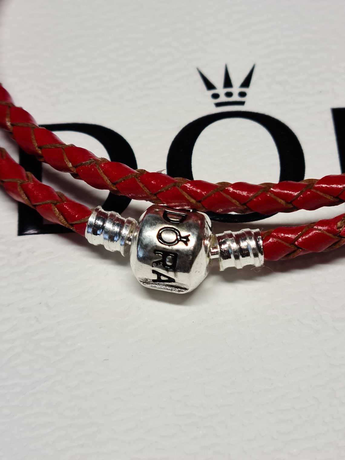Pandora Red Woven Leather Bracelet for Pandora Charms With Sterling ...
