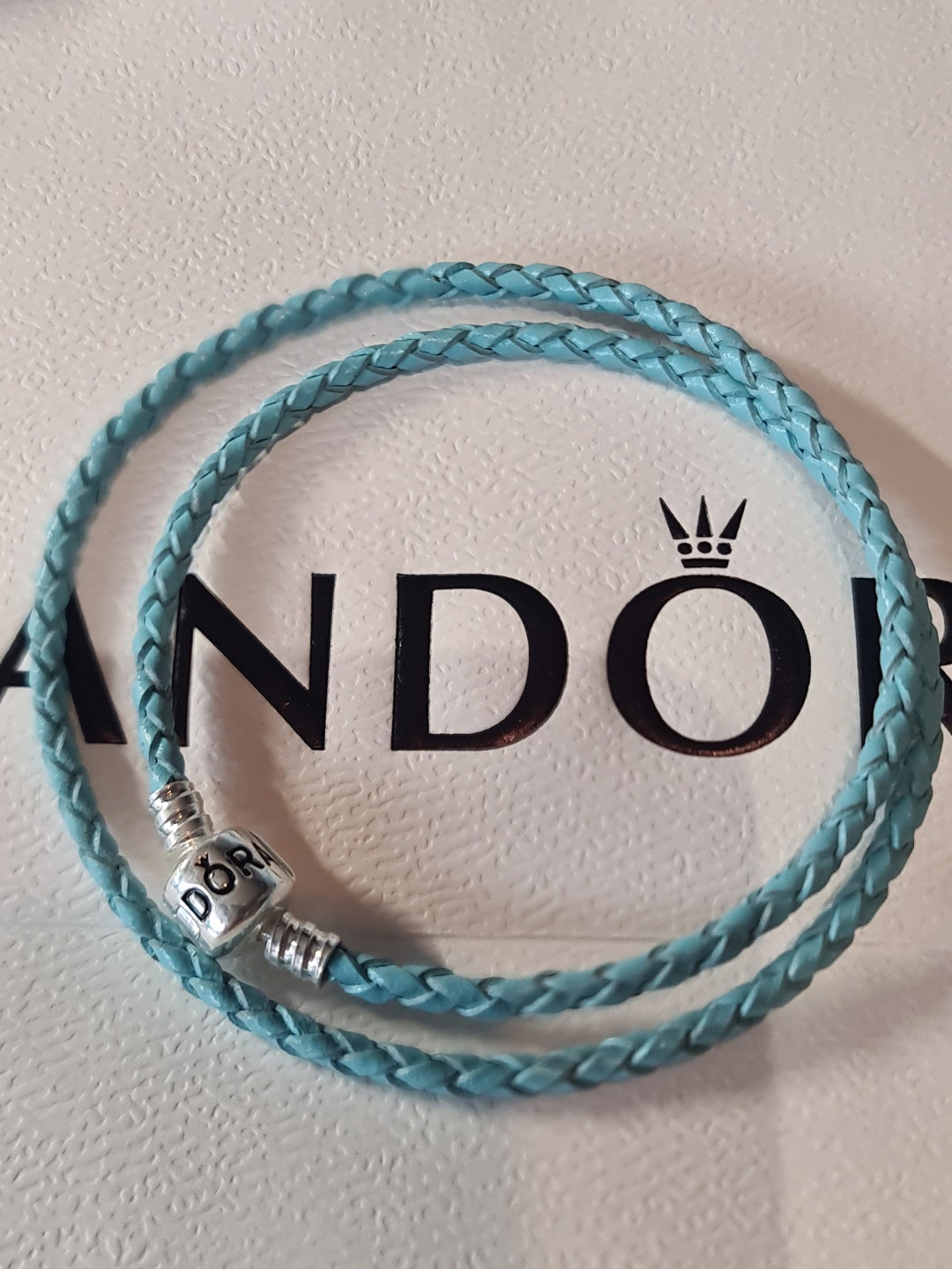 Pandora Light Blue Braided Leather Bracelet for Pandora Charms With ...