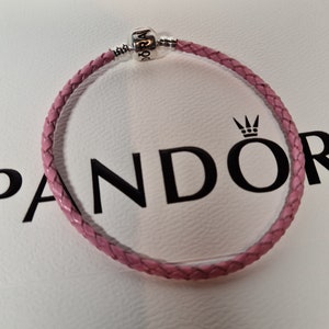 Pandora Pink Braided Leather Bracelet for Pandora Charms With Sterling ...