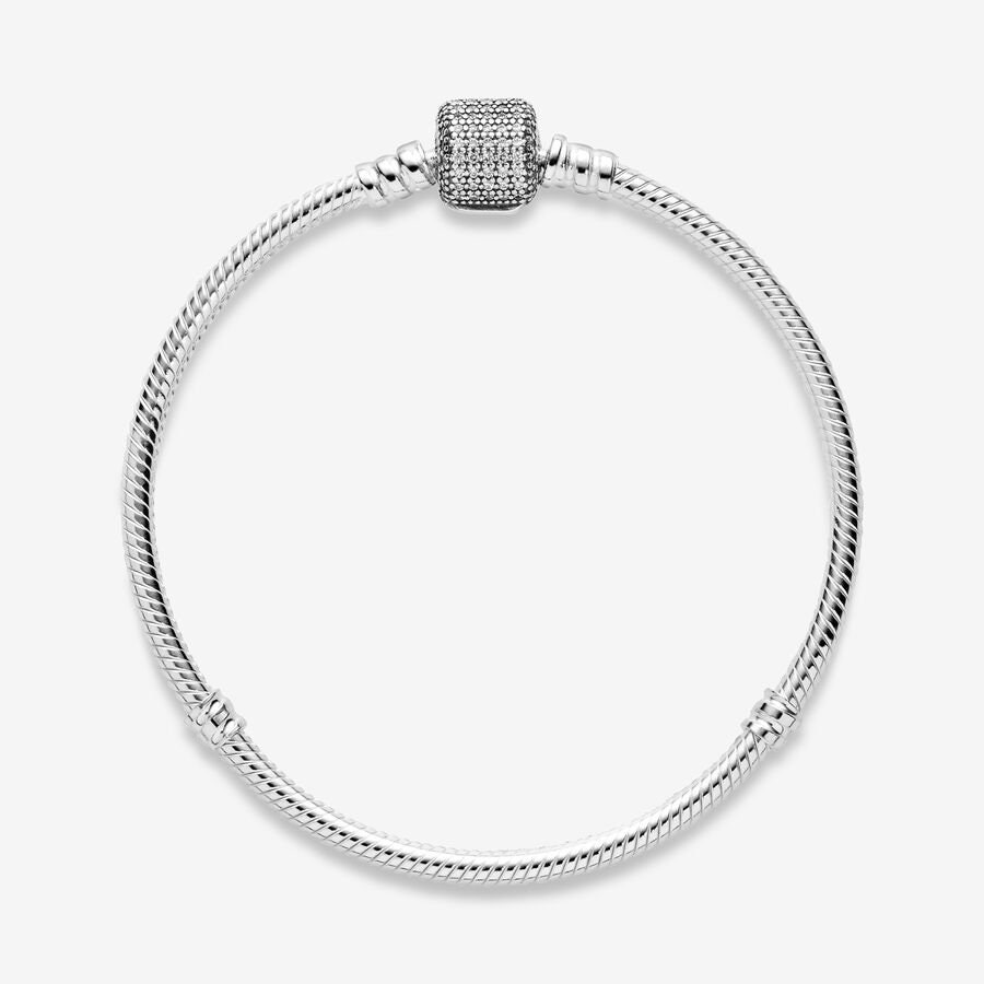 Pandora Moments Sparkling Pavé Clasp Snake Chain Bracelet 21cm 590723CZ ...