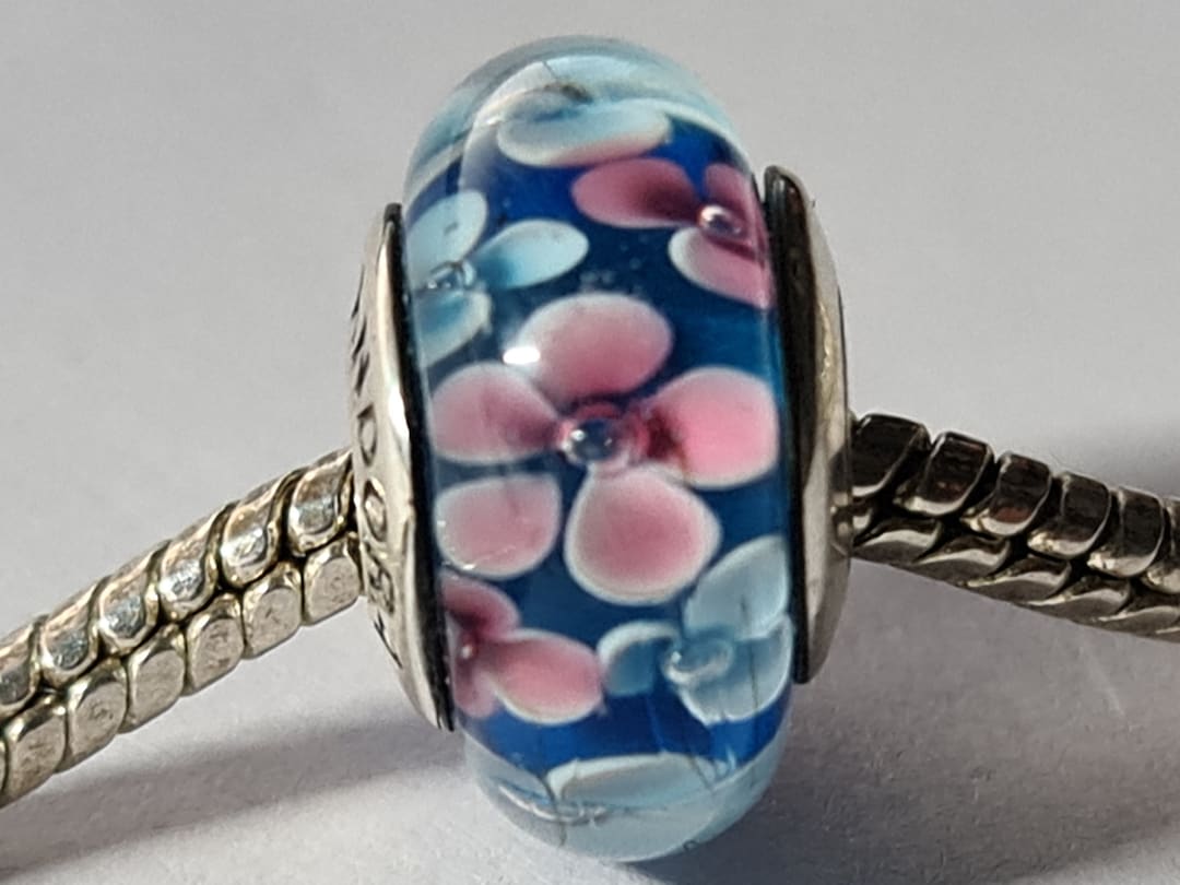 Pandora Blue & Pink Daisy Murano Glass Charm 691457 - Etsy
