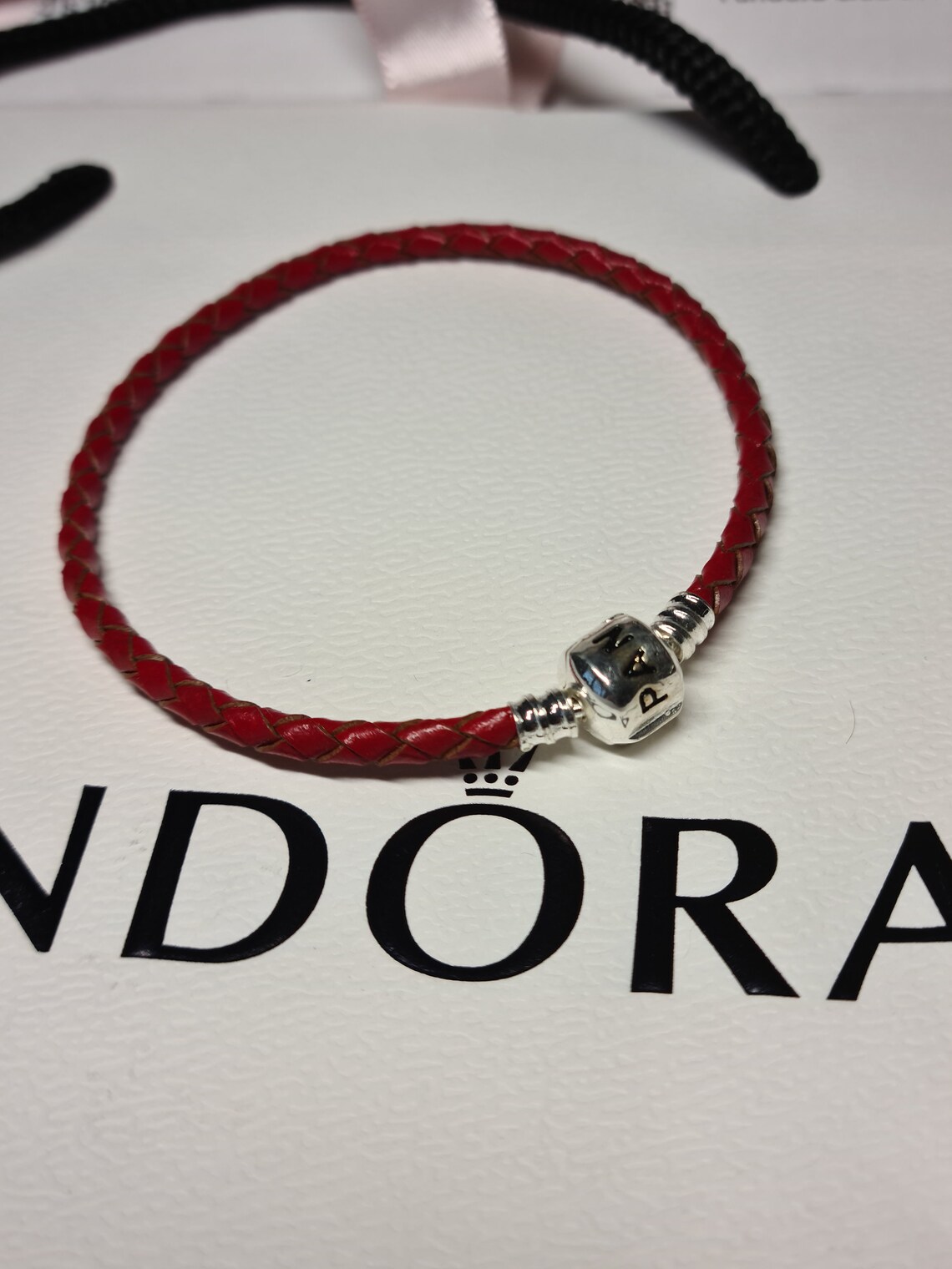 Pandora Red Woven Leather Bracelet for Pandora Charms With Sterling ...