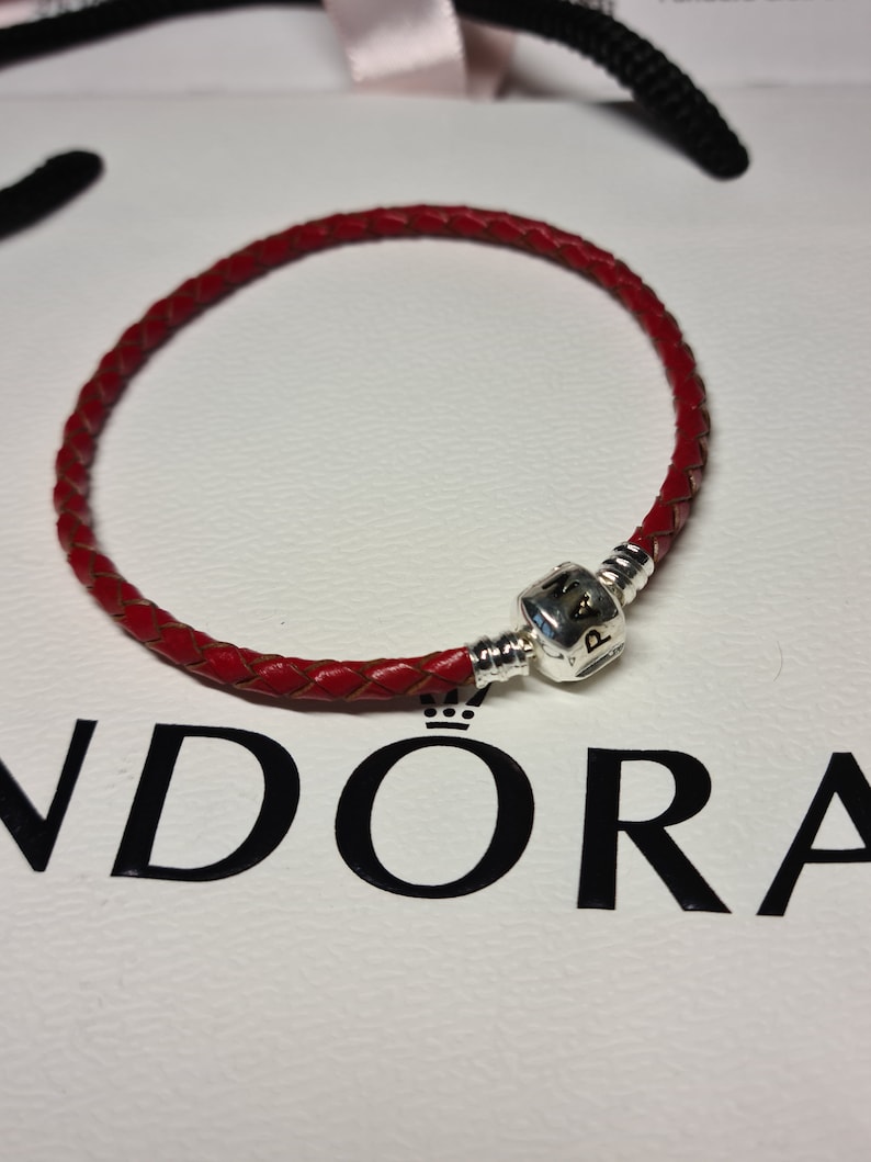 Pandora Red Woven Leather Bracelet for Pandora Charms With Sterling ...