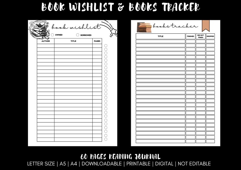 Reading Journal Planner | Book Tracker, Reviews, and Challenges ...