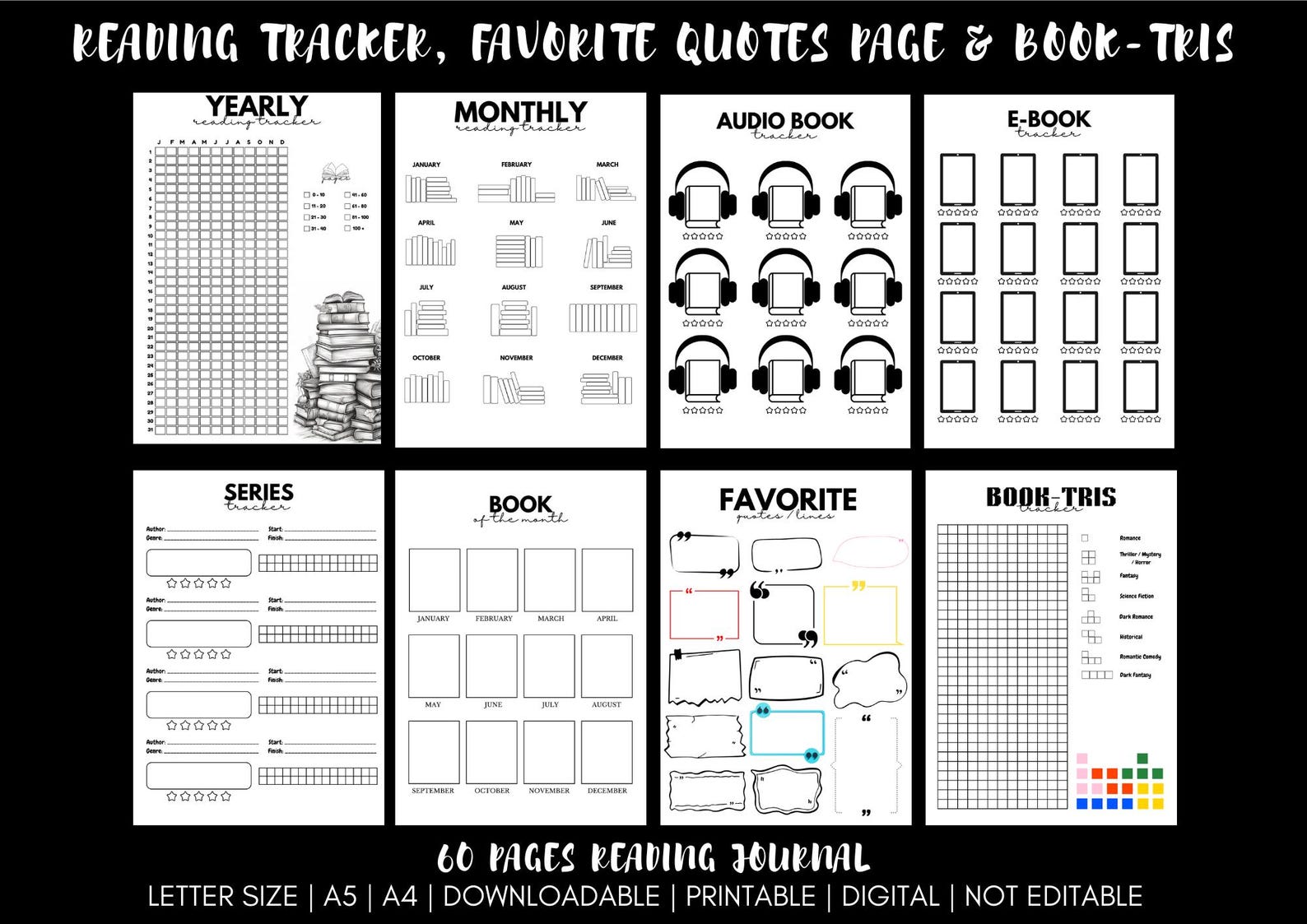 Reading Journal Planner | Book Tracker, Reviews, and Challenges ...