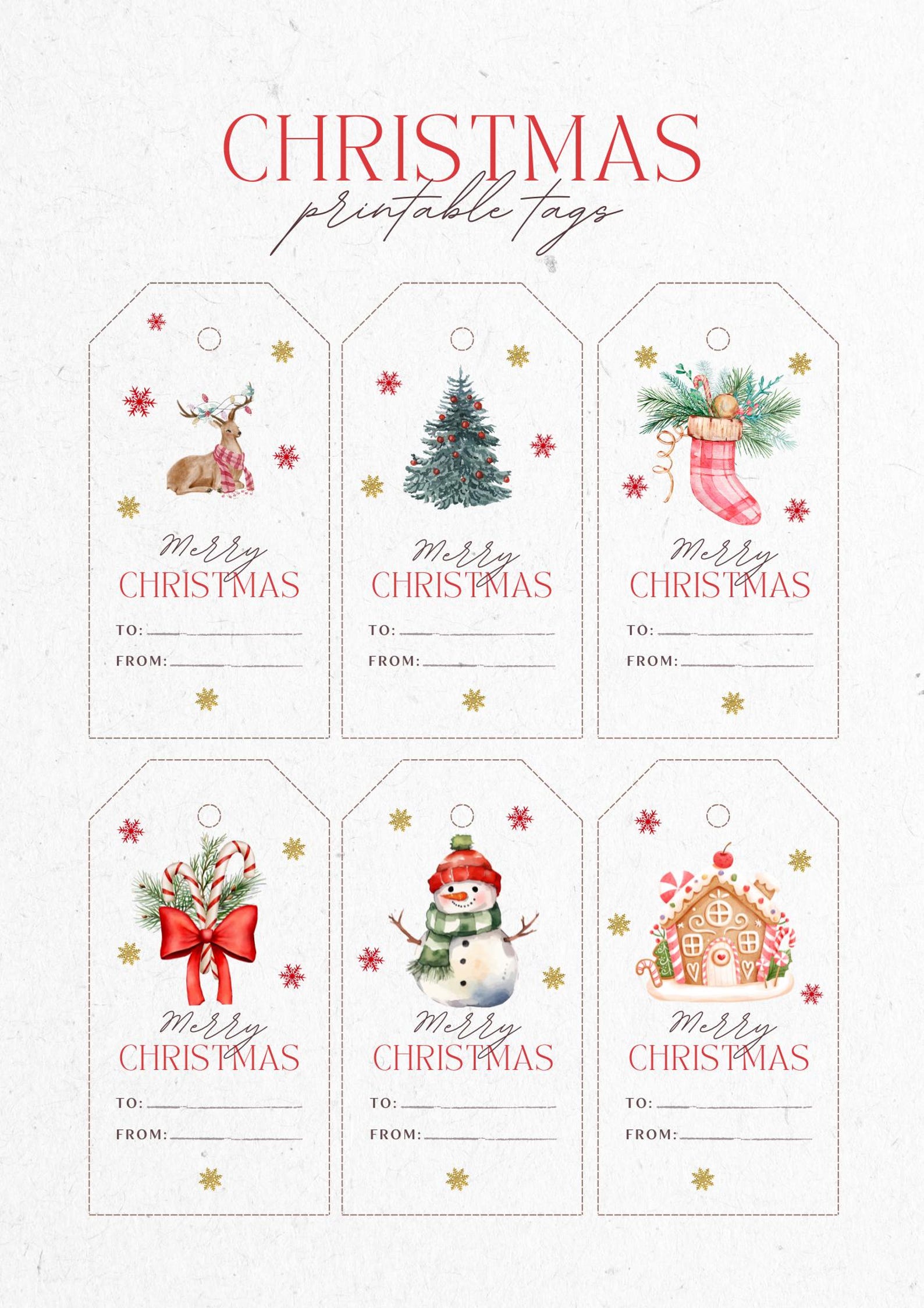 Printable Christmas Gift Tags Cute Holiday Gift Tag Set Instant ...