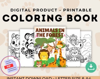 120 Cute Animal Coloring Pages for Kids Vol. 1, Cute Animal Coloring ...