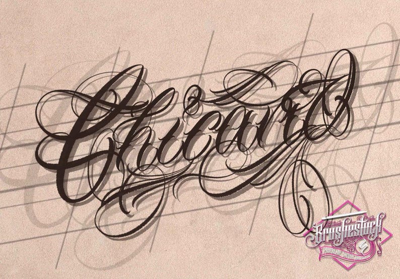 Chicano Lettering Tattoo Brushes for Procreate | 218 Stamps Complete ...