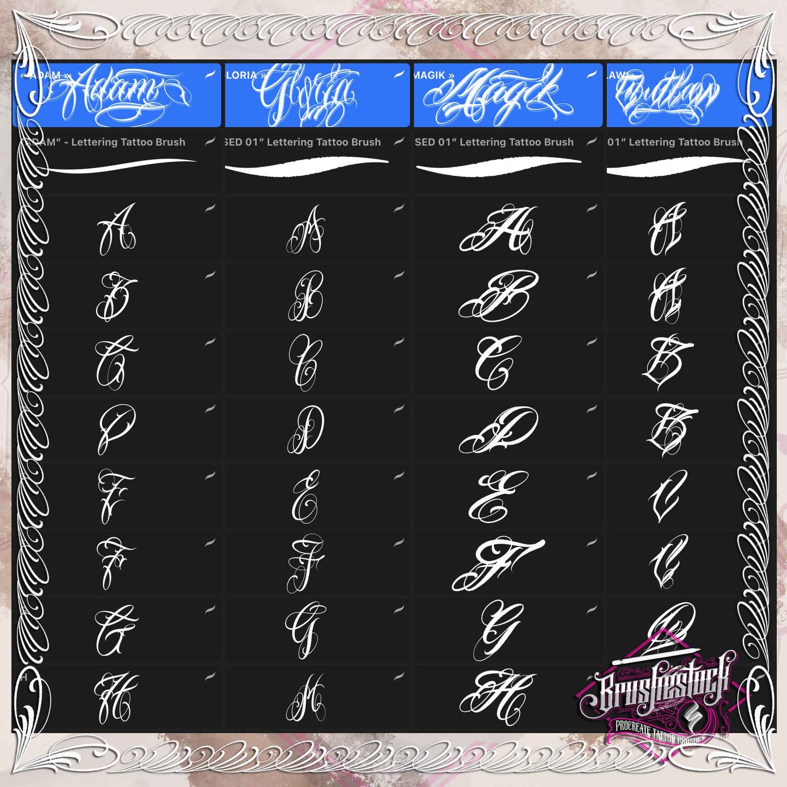 724 Procreate Letters Tattoo Lettering Chicano Pack for Procreate ...