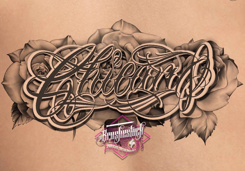 Chicano Lettering Tattoo Brushes for Procreate | 218 Stamps Complete ...