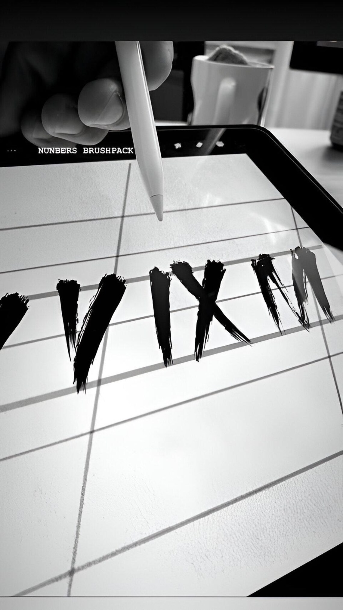 Chicano Tattoo Number Brushes for Procreate | 100 Roman Numeral Stamps ...
