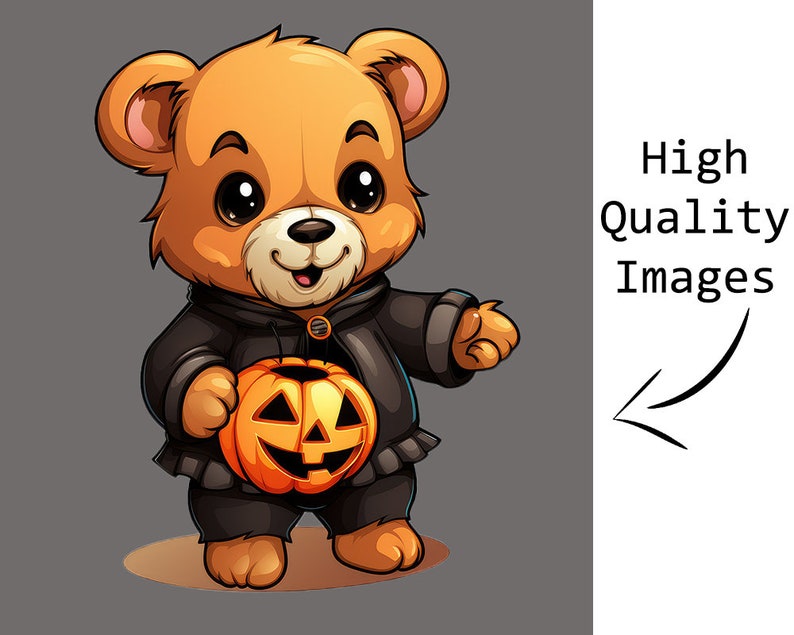 Halloween Bears Clipart Set 32 Transparent PNG Files High Quality, No ...