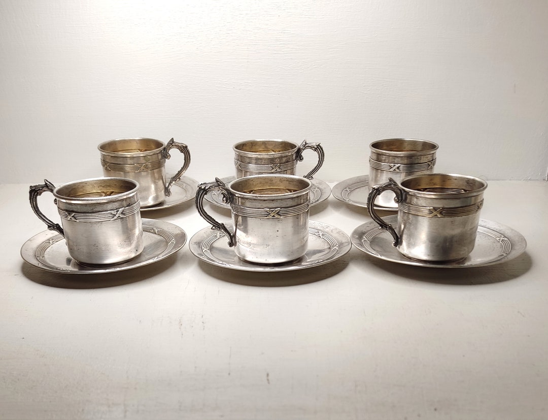 Vintage Silvered Metal Coffee or Tea Service Set for Six People - Etsy