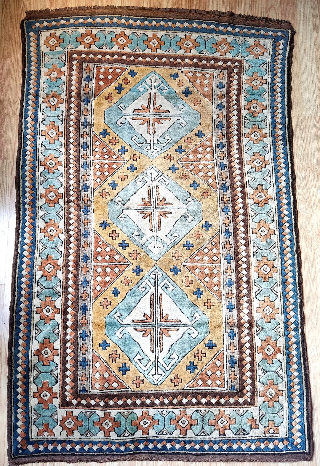 Anatolian NIGDE KARS Wool Rug Kazak Triple Medallion Design - Etsy
