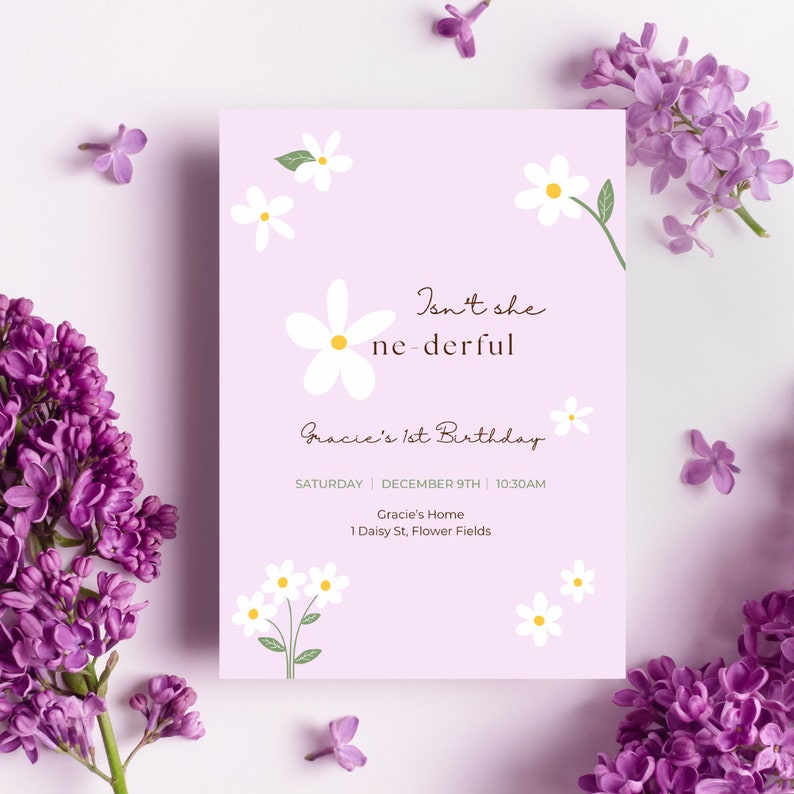 One-derful Birthday Invitation, Flower 1st Birthday, Isn't She ...
