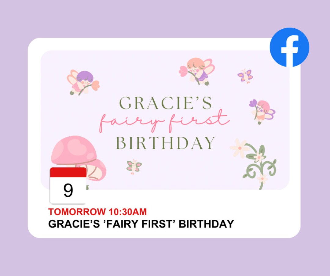 Fairy First Birthday Facebook Event Cover Photo, 1st Birthday Fairy ...