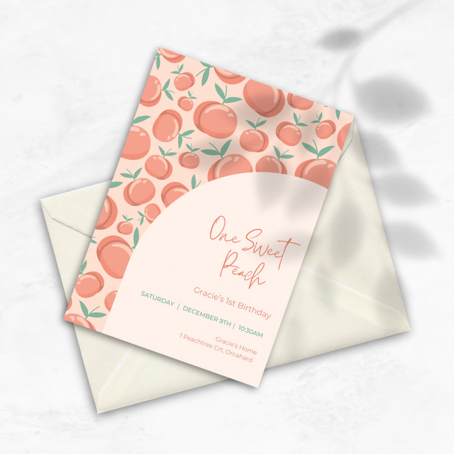One Sweet Peach Birthday Invitation, Peach 1st Birthday, Girls Birthday ...