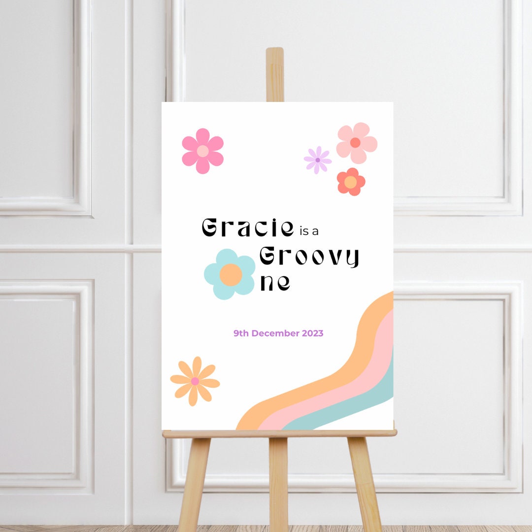 Groovy One Welcome Sign, Boho 1st Birthday, Editable Template, INSTANT ...