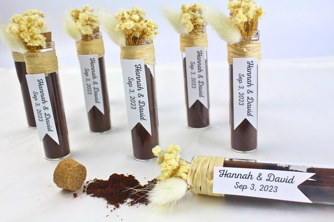 Personalized Turkish Coffee Wedding Gift in Glass Tube, Floral ...