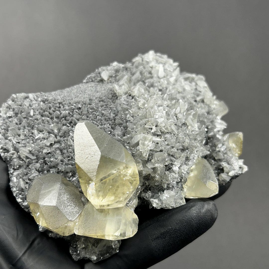 Diamond Calcite on Matrix, Gray Diamond Calcite Crystal Cluster on ...